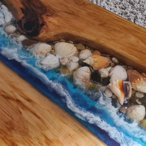 Epoxy Table Live Edge / Shells Decor Table, Live End Table / Coffee ...