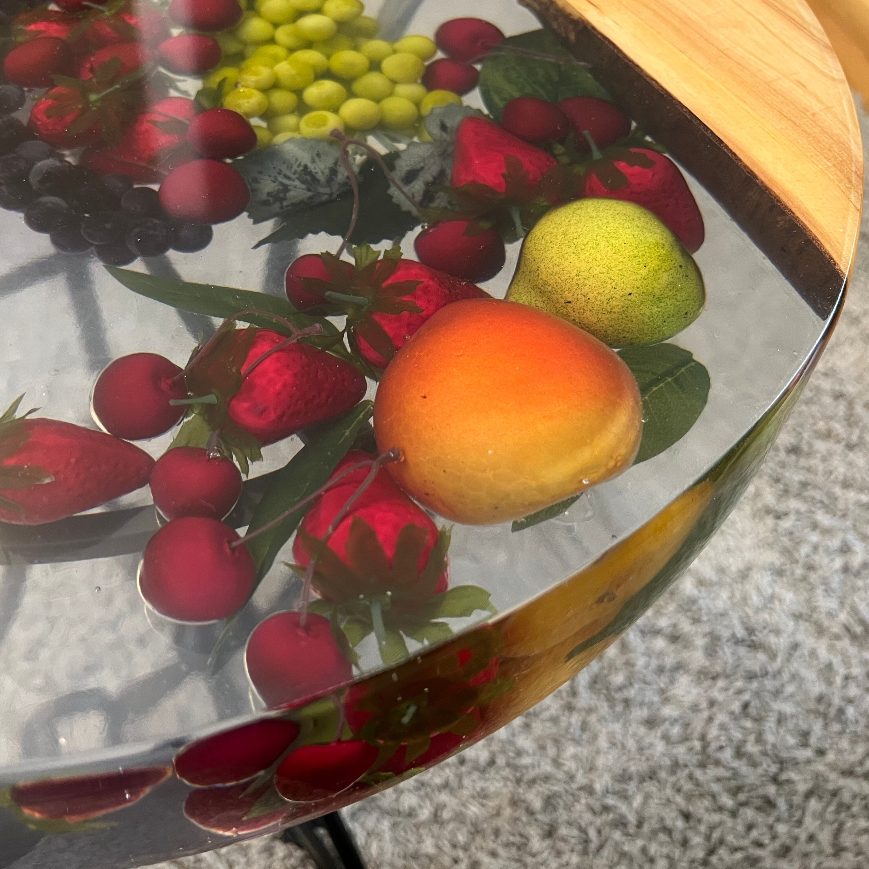 Live Edge Fruit Epoxy End Table, Round Pedestal Side Table - Etsy
