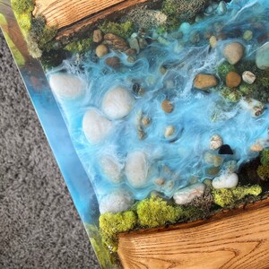 Live Edge Epoxy River Table, Pebble Decor Side Table, Custom Wood - Etsy
