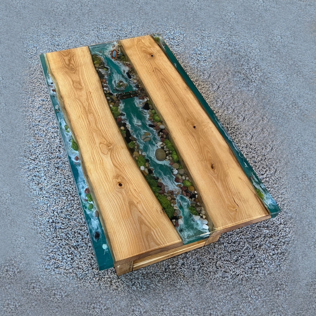 Epoxy Table Live Edge / Pebble Decor Table, Live End Table / Coffee ...