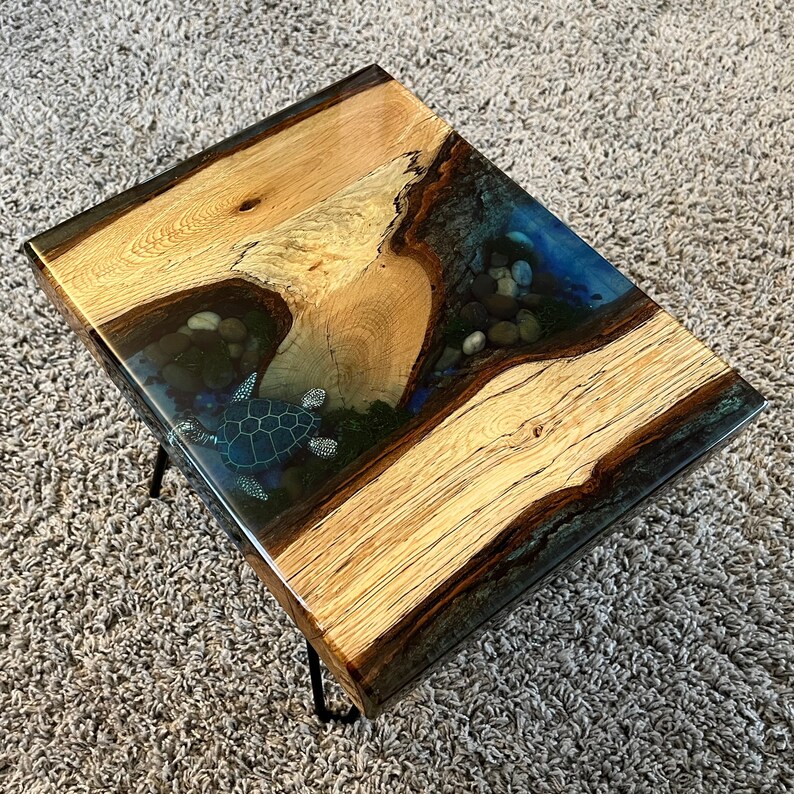 Epoxy Table Live Edge / Pebble Decor Table Live End Table / - Etsy