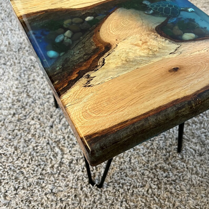 Epoxy Table Live Edge / Pebble Decor Table Live End Table / - Etsy
