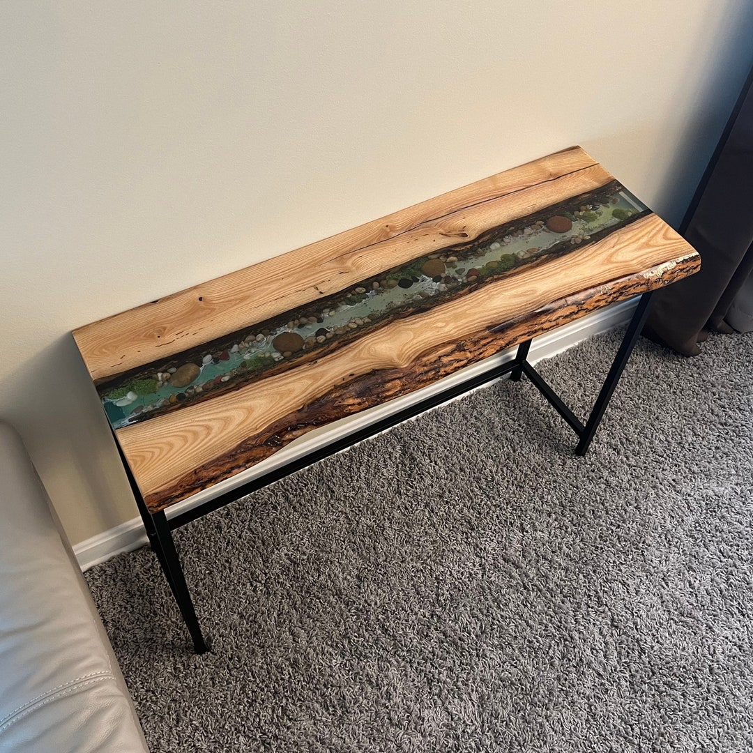 Epoxy Console Table, Entryway Table, Epoxy Wood Side Table, Handmade ...