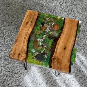 Epoxy Table Live Edge / Pebble Decor Table, Live End Table / Coffee ...