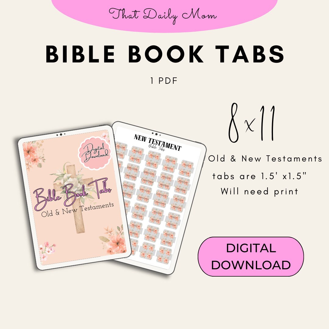 Bible Tabs, Floral, Printable Bible Tabs, Bible Journaling Tabs, Bible ...