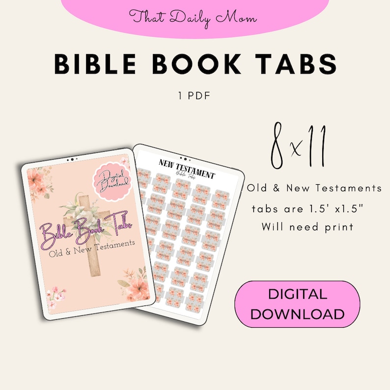 Bible Tabs, Floral, Printable Bible Tabs, Bible Journaling Tabs, Bible ...