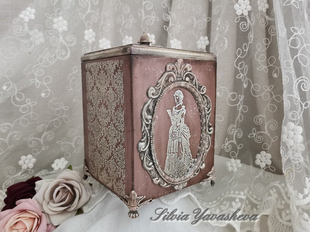 Victorian Treasure Box Victorian Lady Box Wooden Memory Box Decorated ...