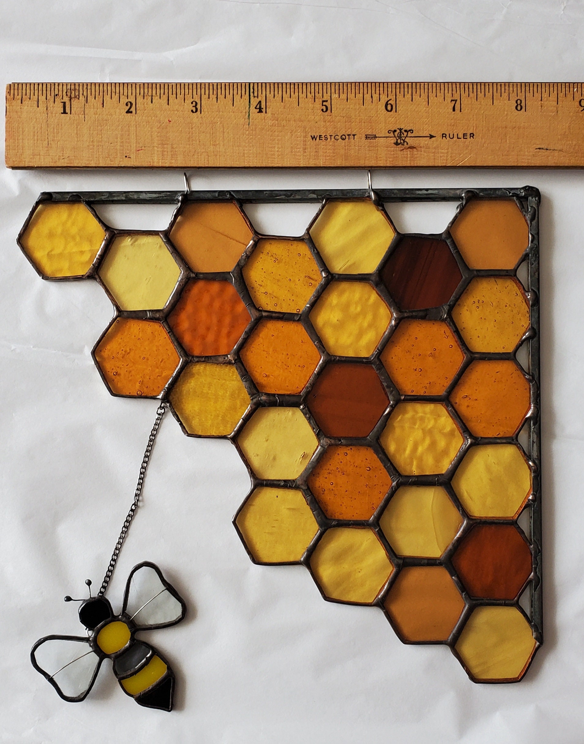 Stained Glass Corner Honeycomb With Bee - Etsy