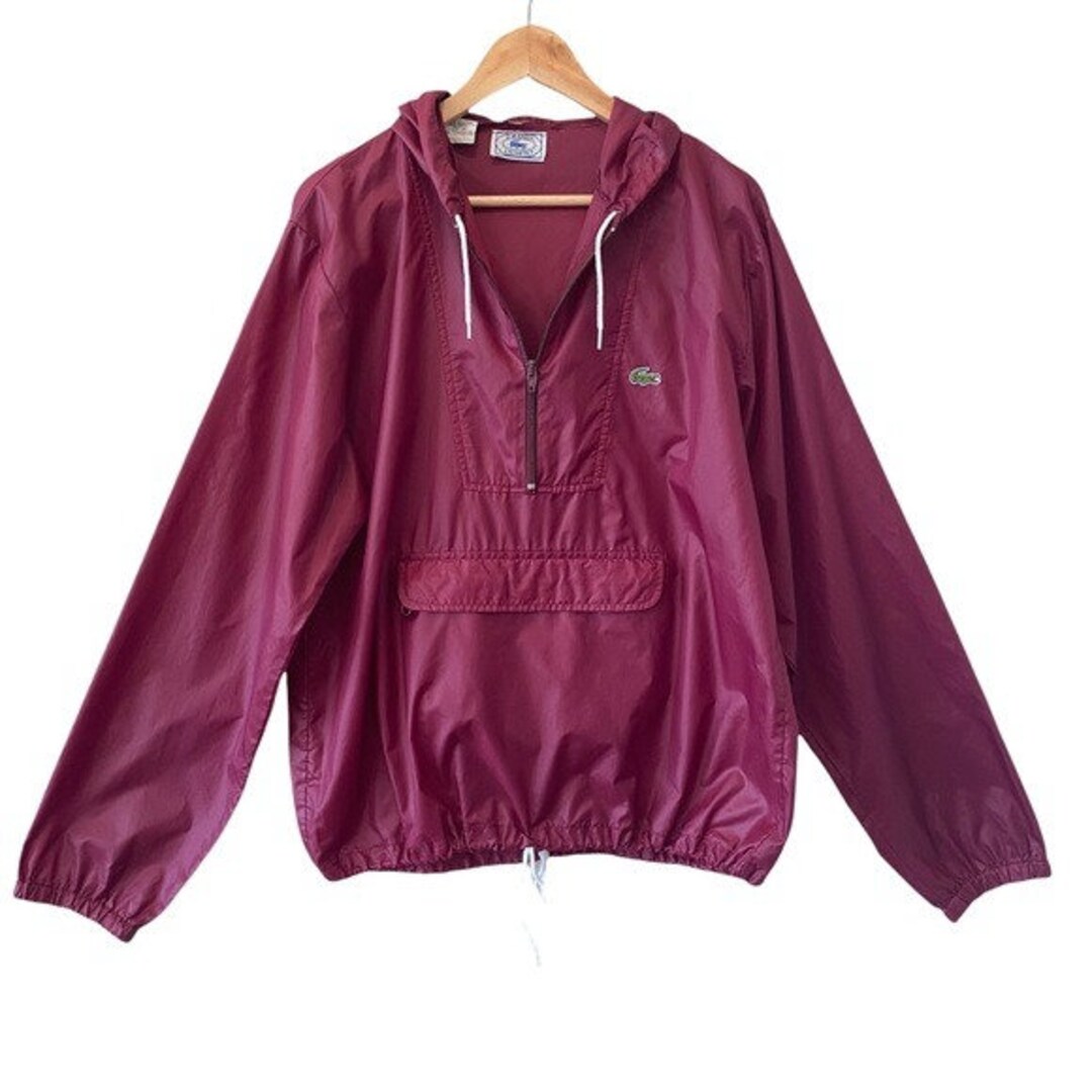 IZOD LACOSTE Vintage Maroon 1/4 Zip Hooded Windbreaker Size M - Etsy