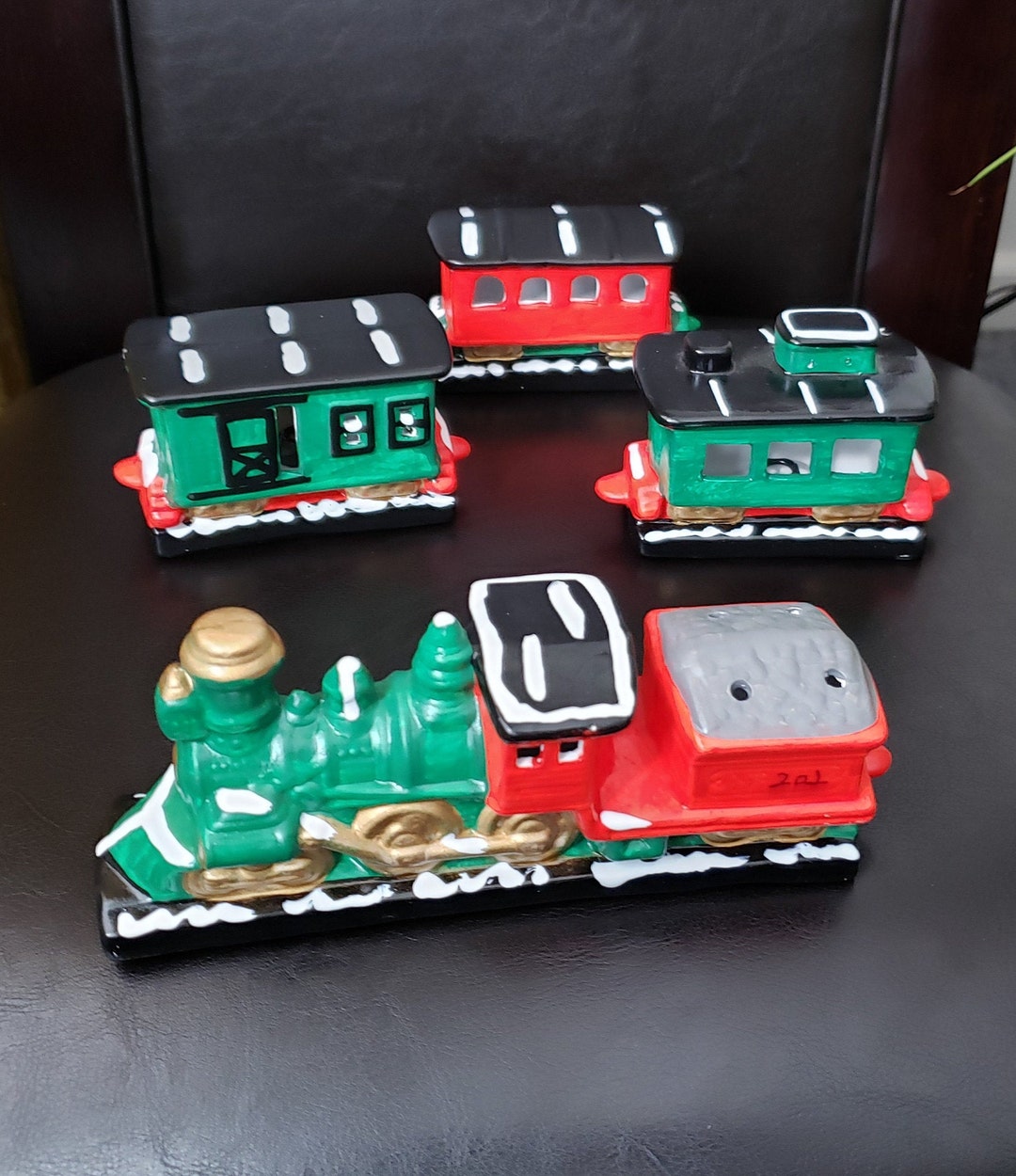 Vintage Christmas Holidaytrain Set earthenware 4 Pieces - Etsy