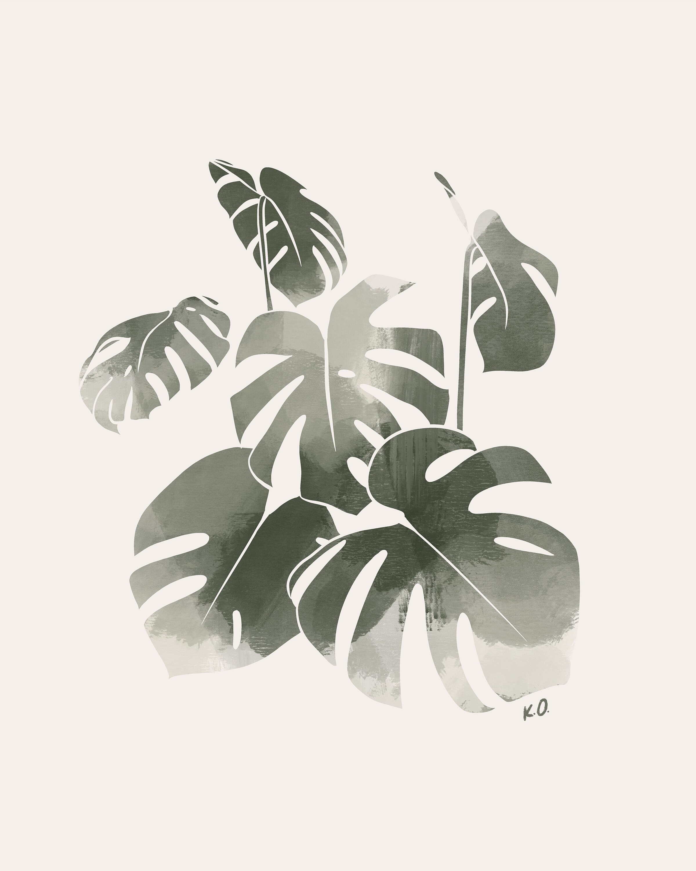 Monstera Art Print Art Print Foliage Abstract - Etsy