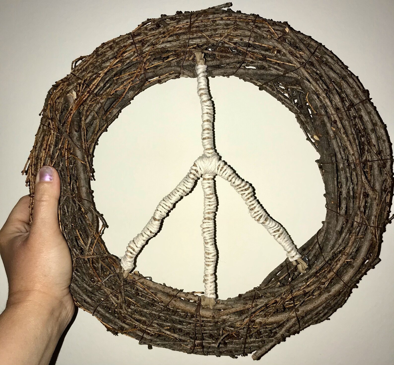 12 Peace Wreath Natural, Peace Sign Wreath, Hippie Decor, Porch Decor ...