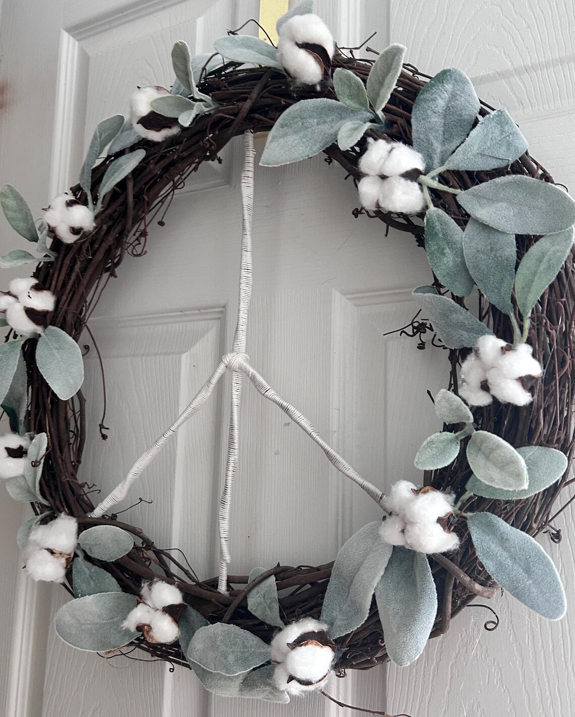 18" Wild Cotton Fields Peace Wreath-peace Wreath, Hippie Decor, Porch ...