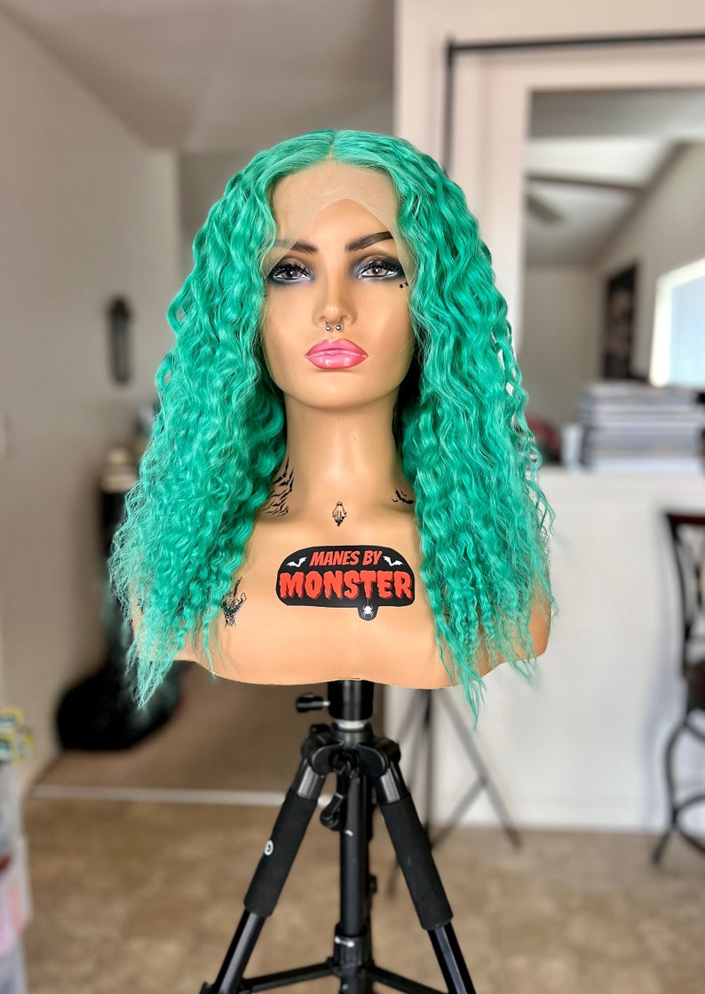 Bright Mint Green Human Hair Wig 180/200 Density - Etsy