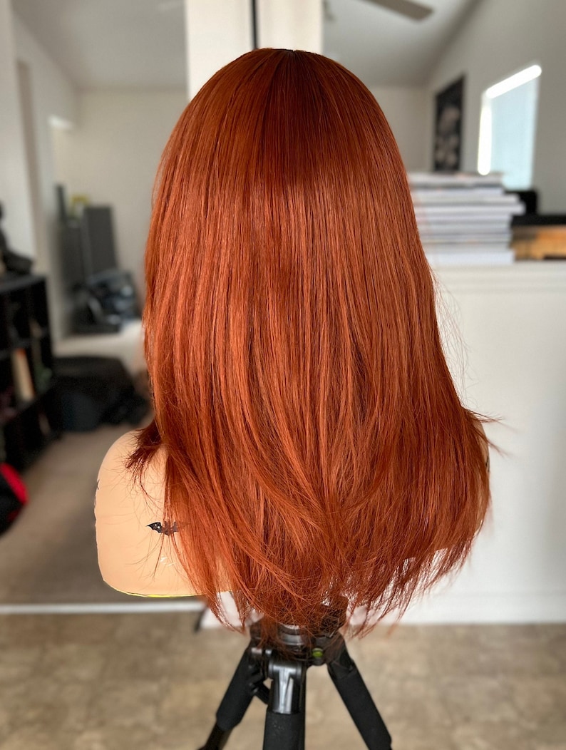 Golden Red Shag / Wolf Cut Human Hair Wig Lace Free Bang Wig - Etsy