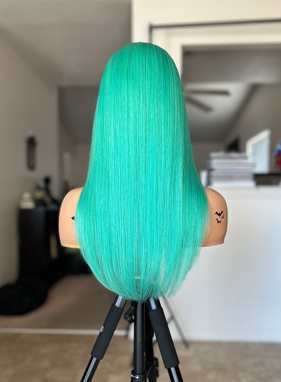 Bright Mint Green Human Hair Wig 180/200 Density - Etsy