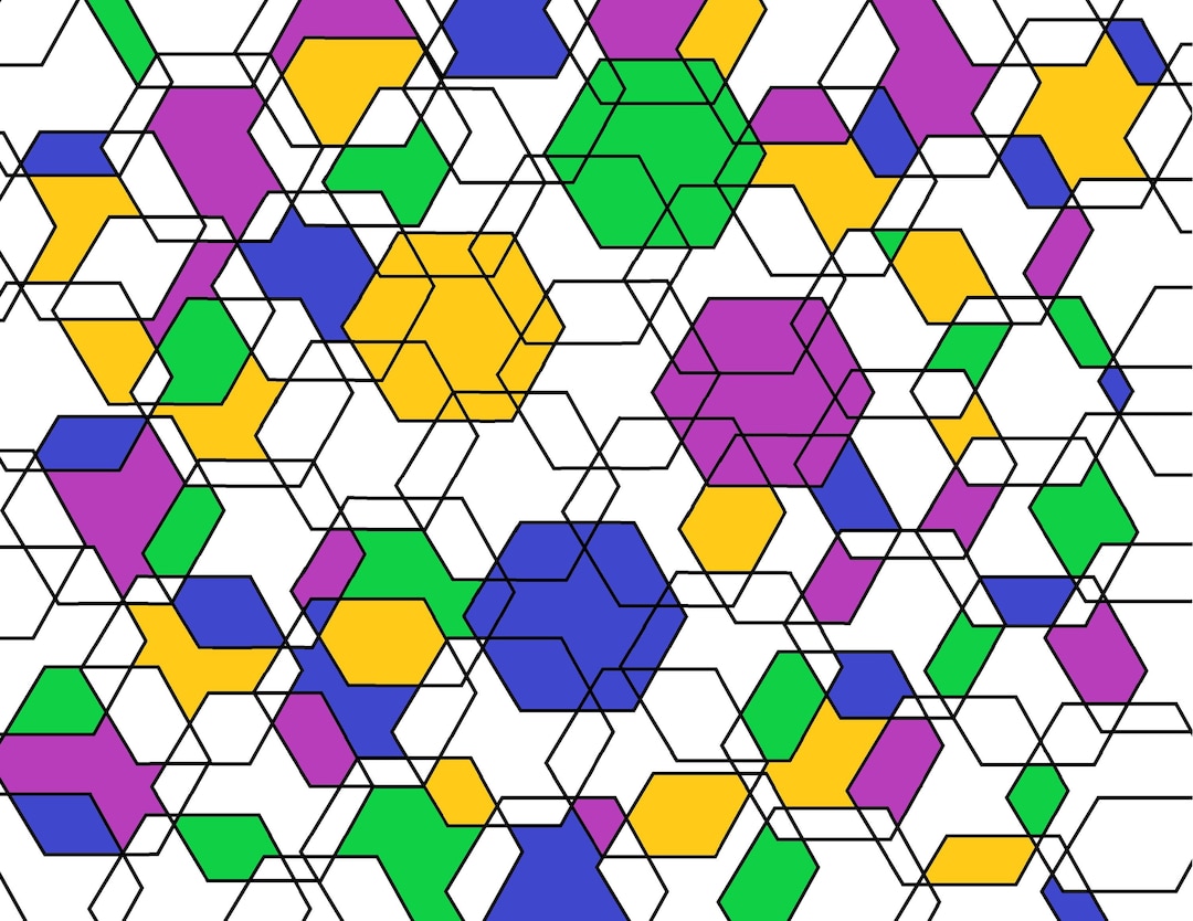 Coloring Page Hexagon Shapes Design Calm Zen Printable, Adult Color ...