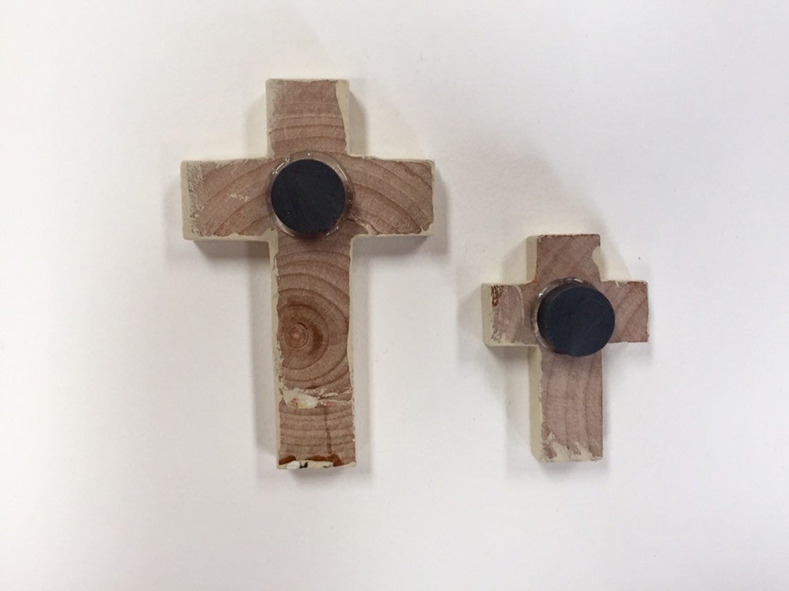 Buy Wooden Cross Magnet Set of 2 Hand Painted White Perfect Online in ...