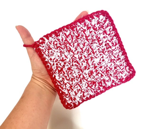 Red and White Cotton Scrubby With Loop Zero Waste Trendy Birthday ...