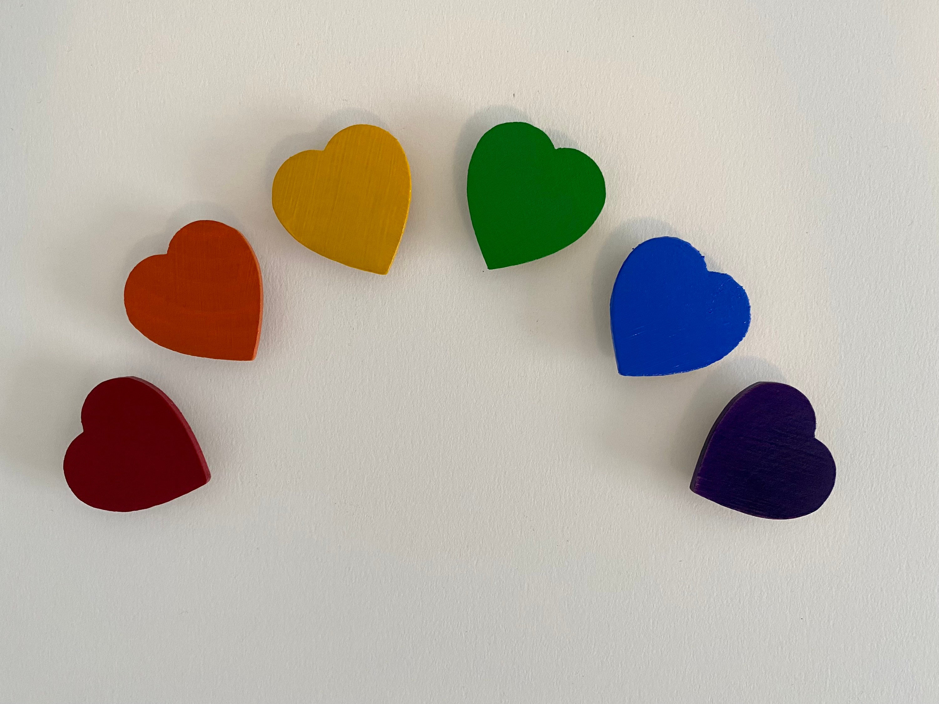 Rainbow Heart Magnets Hand Painted, Artistic Wood Love Ornaments ...