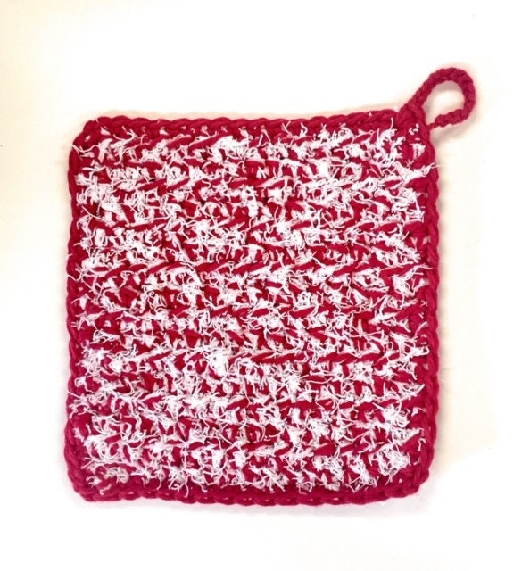 Red and White Cotton Scrubby With Loop Zero Waste Trendy Birthday ...