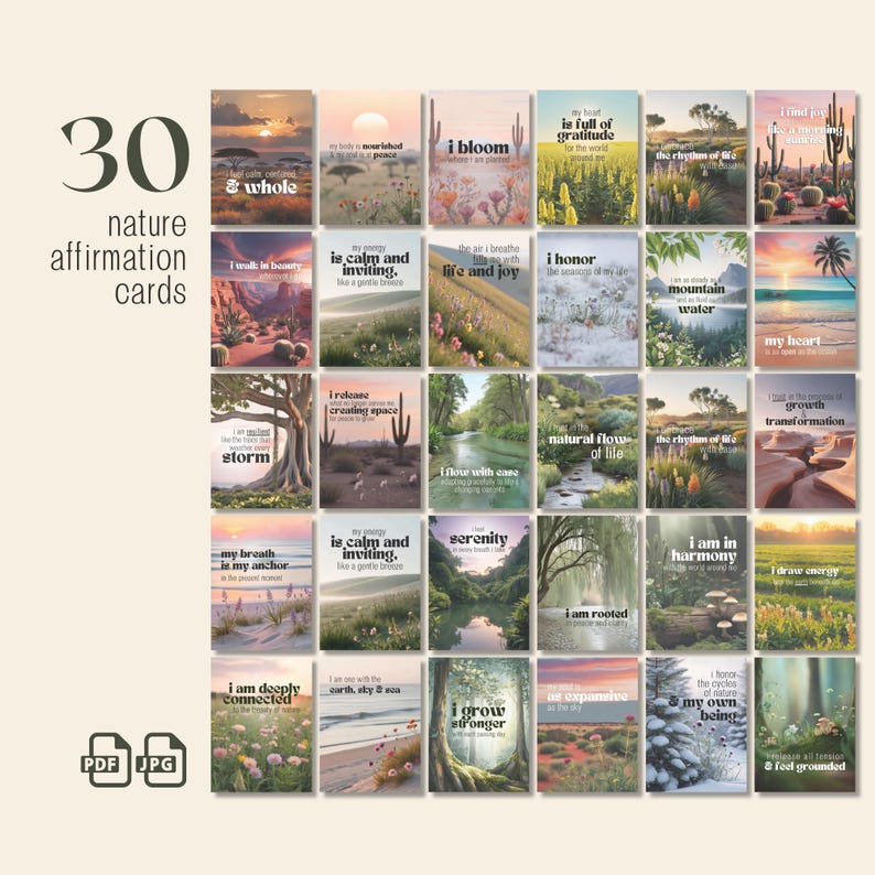 Nature Affirmation Cards | Printable Mindfulness and Well-being Deck ...