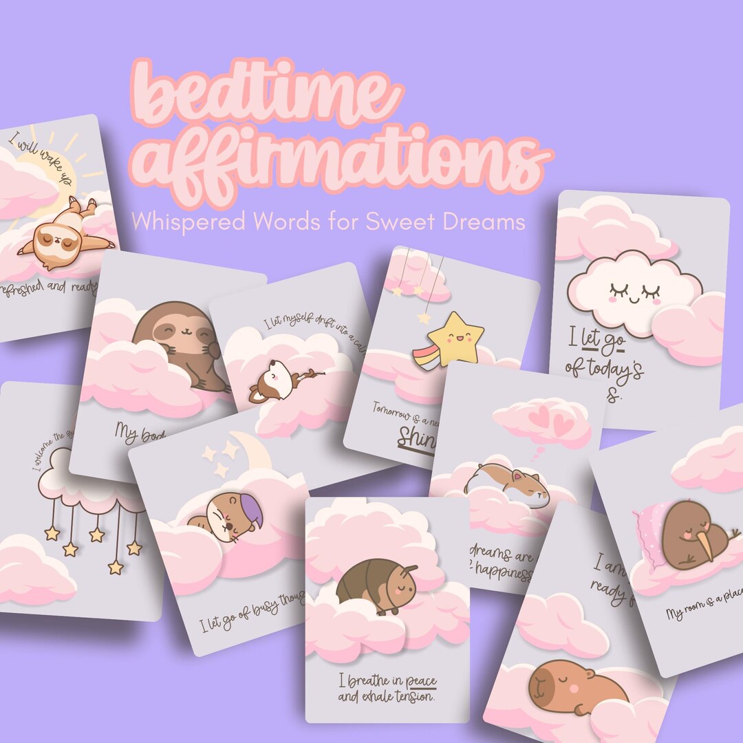 Kids Bedtime Affirmation Cards | Printable Sleep and Mindfulness Cards ...
