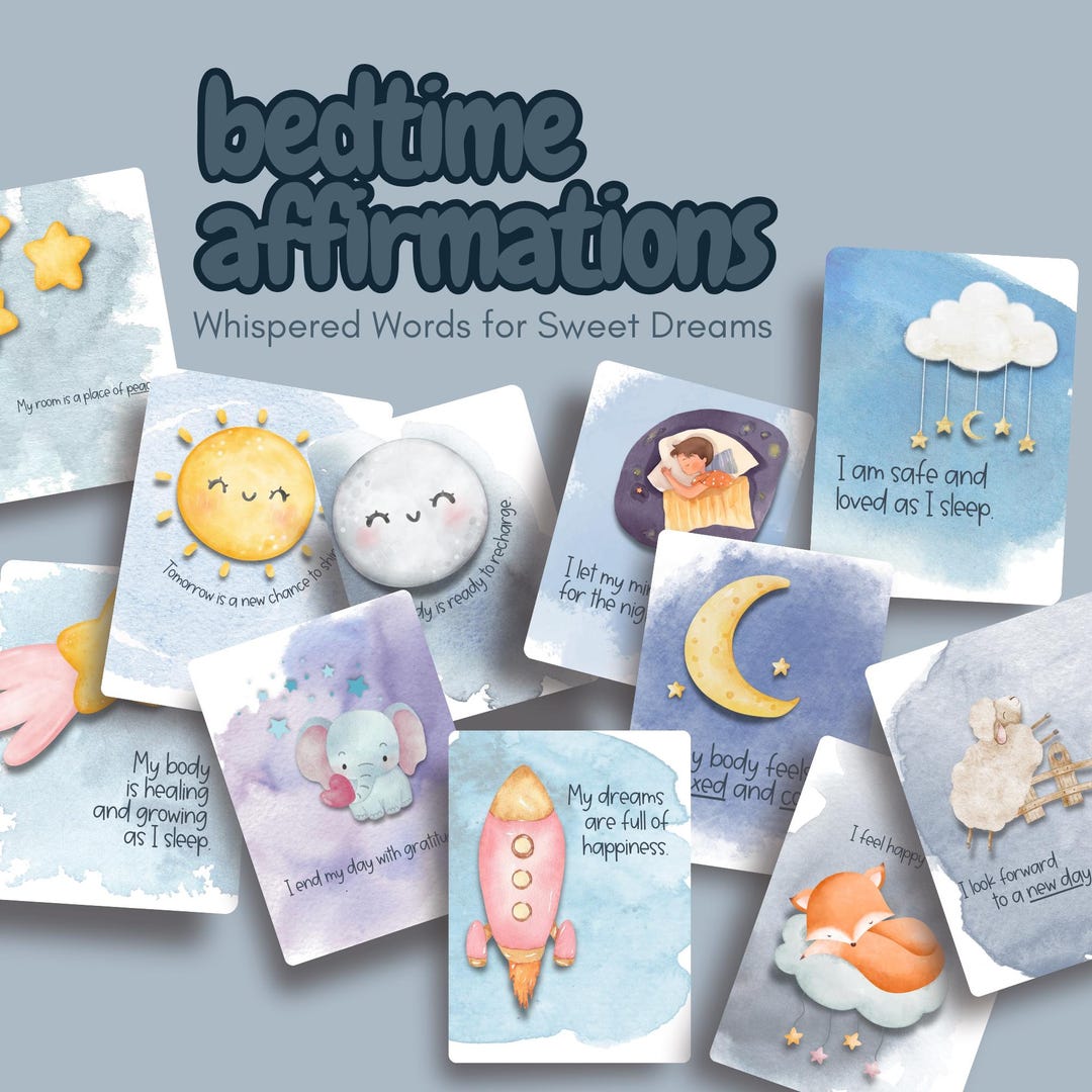 Kids Bedtime Affirmation Cards | Printable Sleep and Mindfulness Cards ...