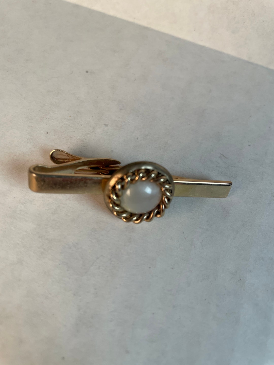 Vintage Mid Century Modern 1950s Tie Clip Stainless Steel With Stone ...