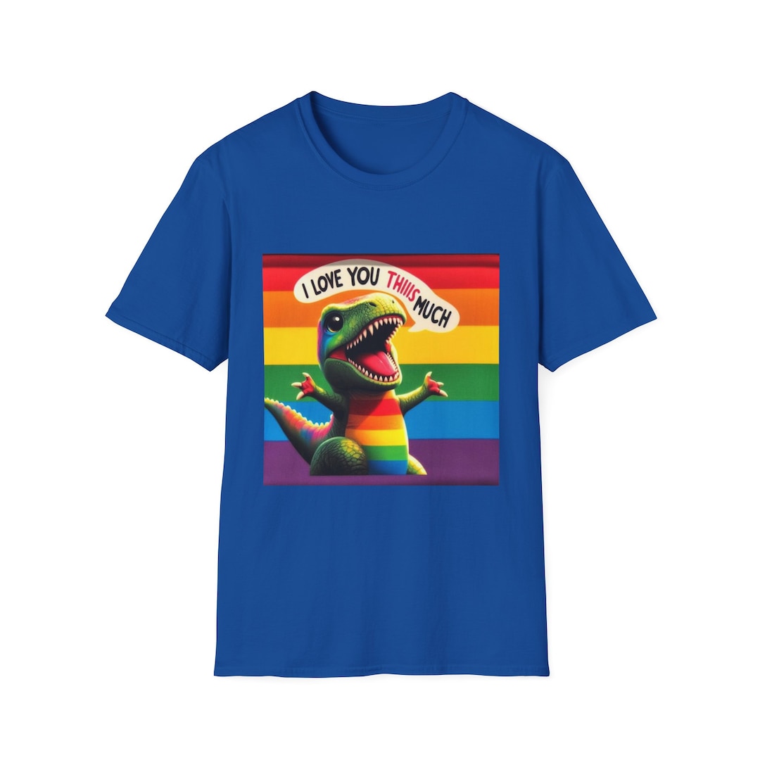 Gay T-rex Dinosaur With Rainbow Flag LGBTQ+ Tyrannosaurus Rex I Love ...