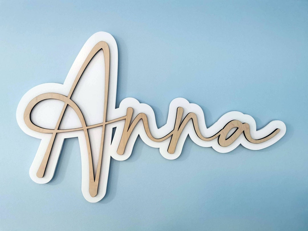 Personalized Modern Name Sign - Two Layer Custom Modern Name Cutout ...