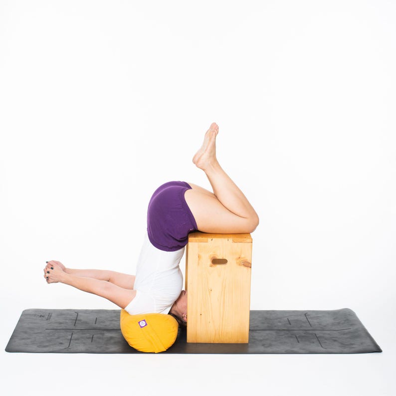 Iyengar Yoga Halasana Box- A: Wooden Yoga Bench, Support for Plough ...