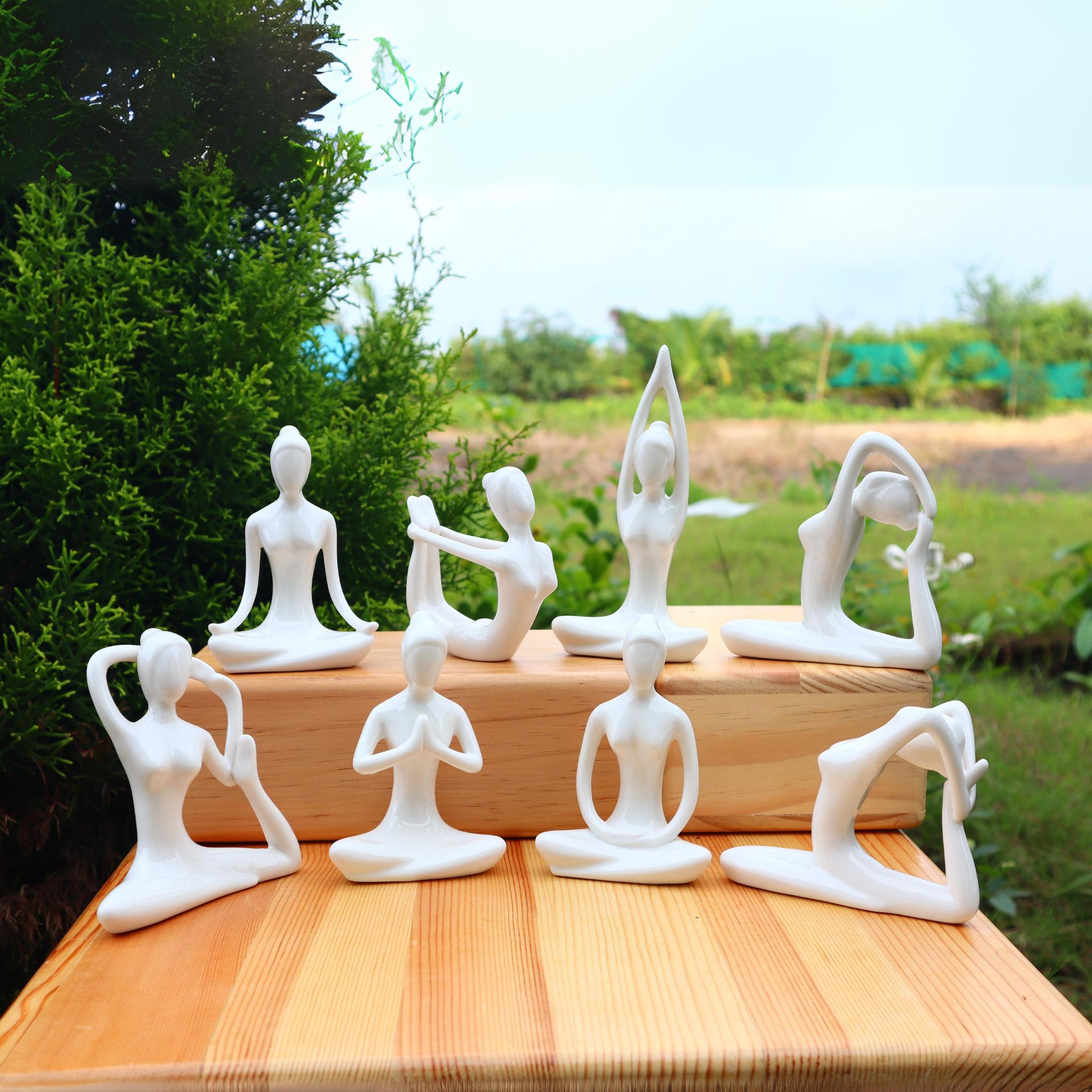 Yoga Pose Figurines: White Ceramic Yoga Studio Decor, Set of 8 - Etsy