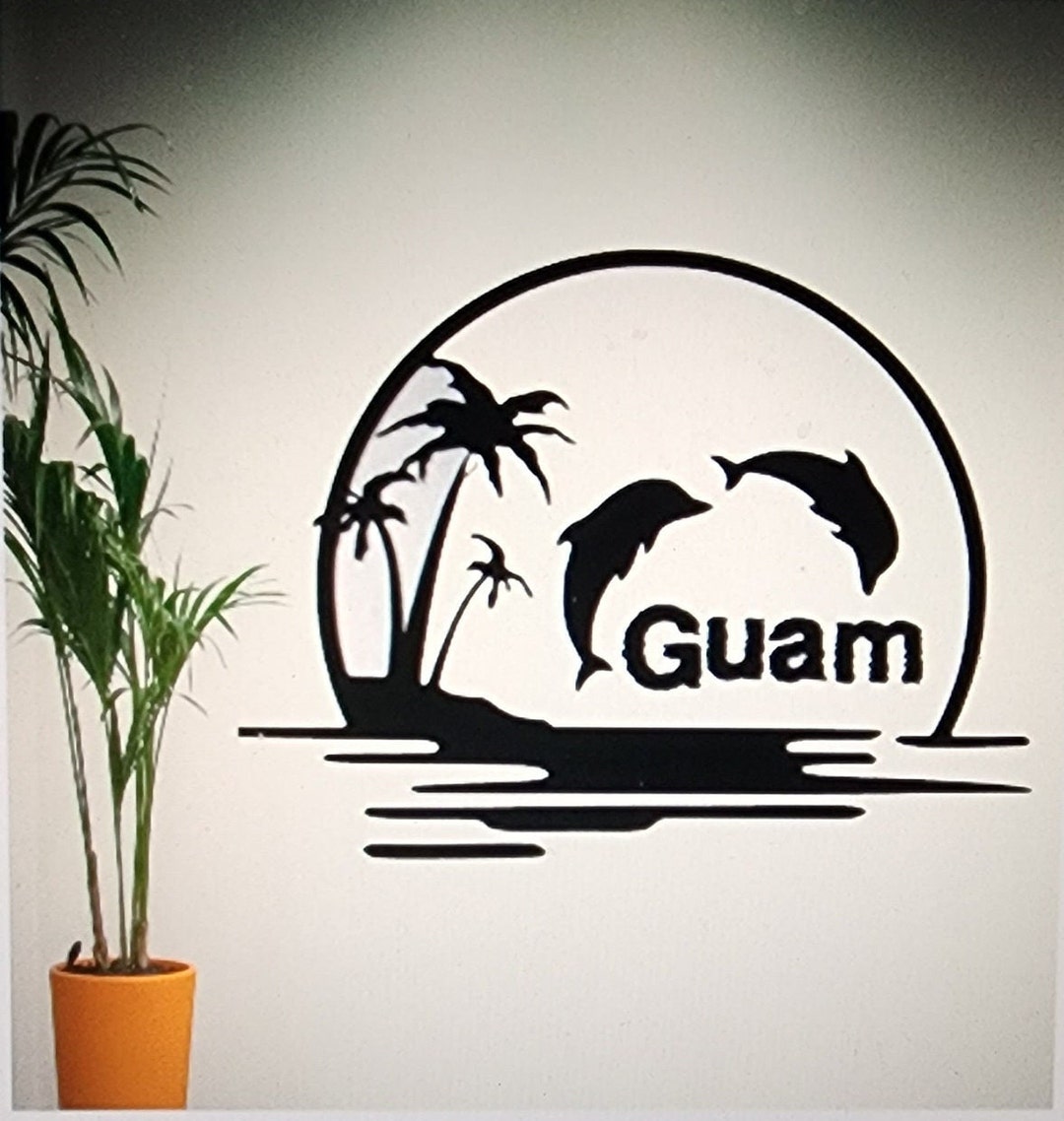 New Palm Tree & Dolphin Beach Guam Vinyl Decals - Etsy