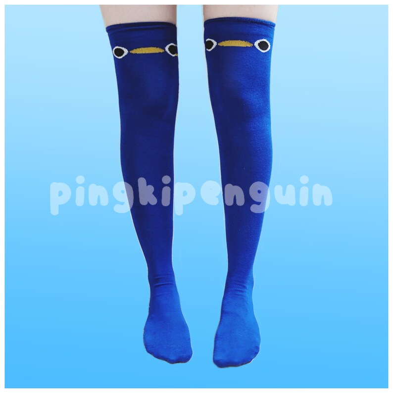Pingki Penguin Blue Buddy Thigh High Socks - Etsy