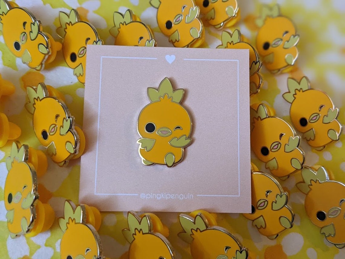 Cute Yellow Orange Chick Birb torchic Enamel Pin | Etsy
