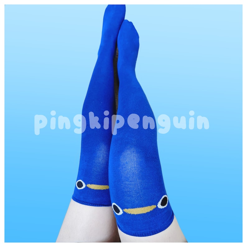 Pingki Penguin Blue Buddy Thigh High Socks - Etsy