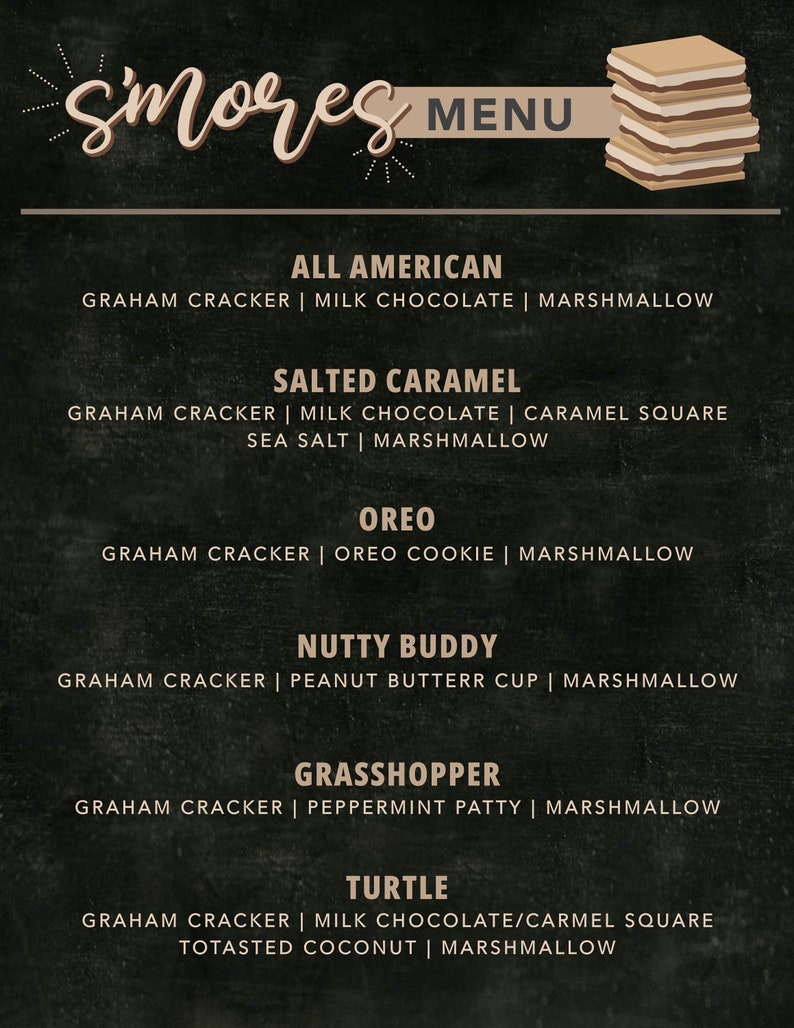 Smores Menu Template, S'mores Activity, Smores, Activity, Youth, Relief ...