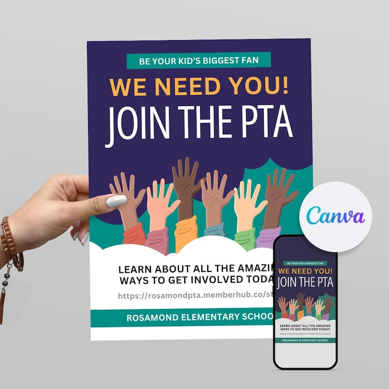 Join the PTA Flyer Template, School Volunteer Sign-up (digital Download ...