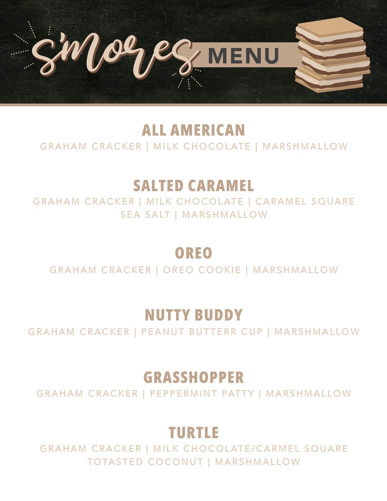 Smores Menu Template, S'mores Activity, Smores, Activity, Youth, Relief ...