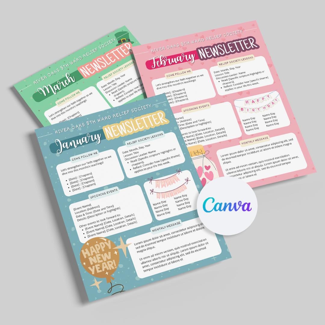 2025 LDS Relief Society Newsletter Template 12 Months LDS Primary ...