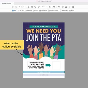 PTA Poster, PTA Flyer, Classroom Printable Handout Flyer, School and ...