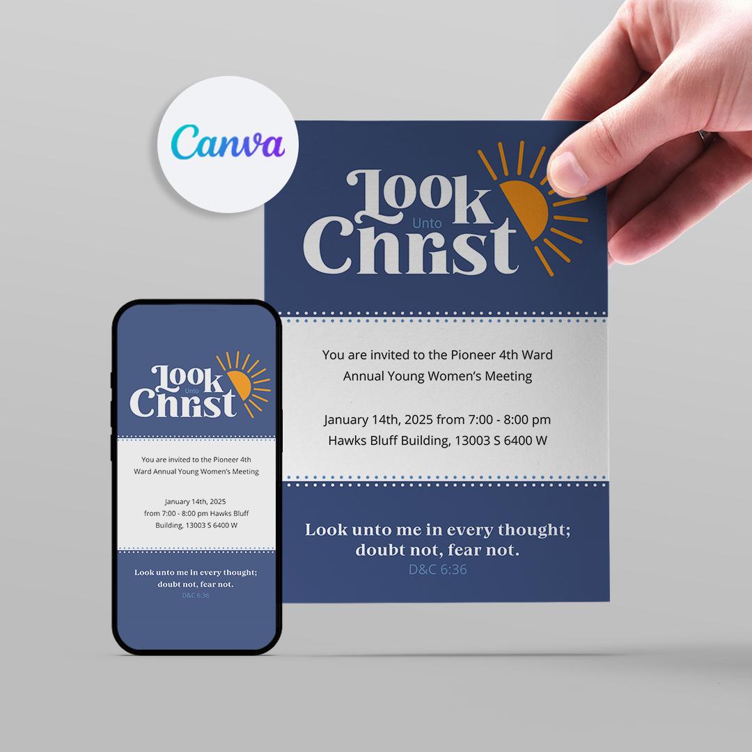 Look Unto Christ, 2025 LDS Youth Theme LDS Invitation Youth Activity ...