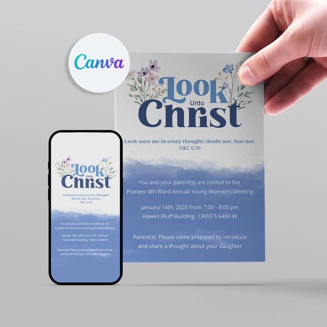 Look Unto Christ, 2025 LDS Youth Theme LDS Invitation Youth Activity ...