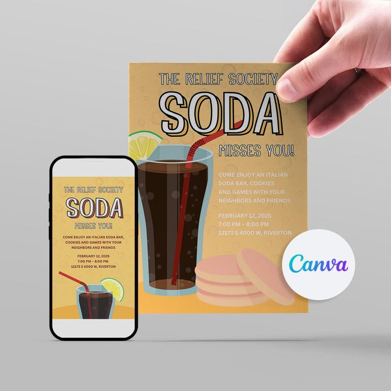 Soda Bar Invitation, Relief Society Activity (digital Download) - Etsy