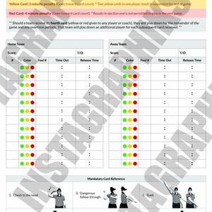High School Girls Lacrosse Penalty Card Score Sheet Referee Timing Guide Girls Lacrosse Official ...