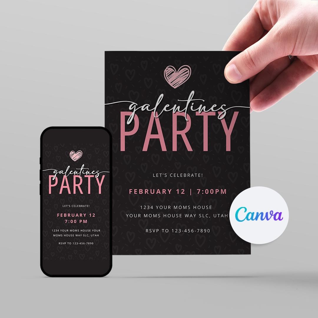 Valentine's Party Invite Template, Galentine's Party, GNO Party ...