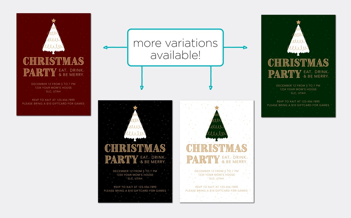 Fun Christmas Party Invite Template, Holiday Invite Template, Christmas ...