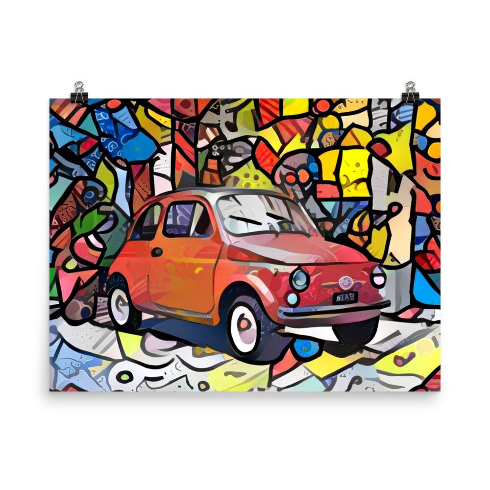 Digital Download Fiat 500 Cartoon Art Digital Poster Print Instant ...
