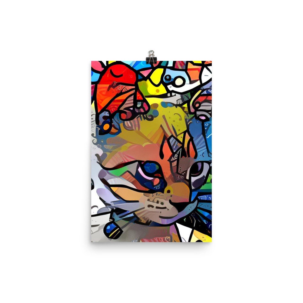 Digital Download Cat Cartoon Art Poster Vet Office Decor Digital Cat ...